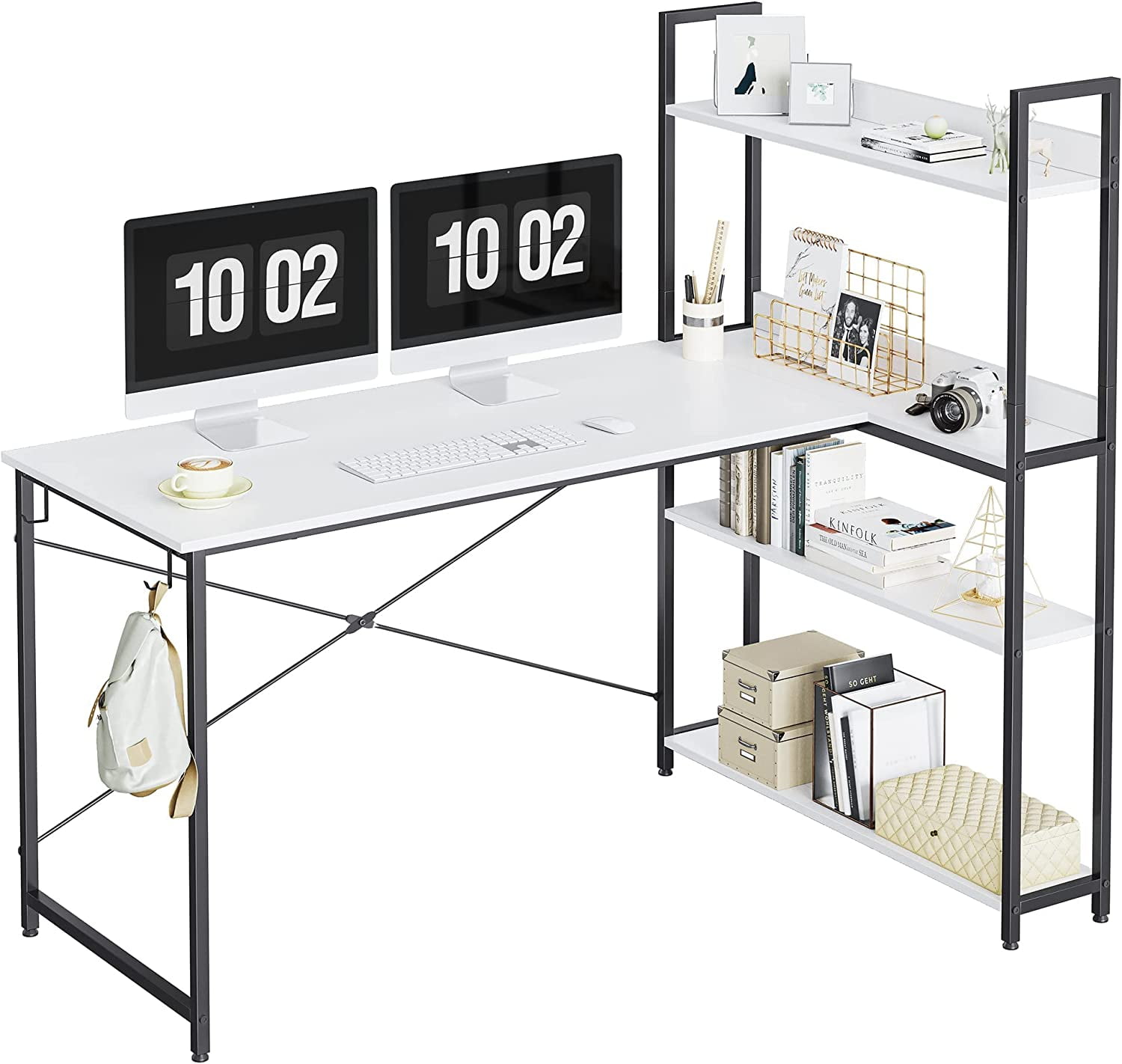 CubiCubi Modern L Shaped Computer Desk, 55x20 inch Corner Desk with ...