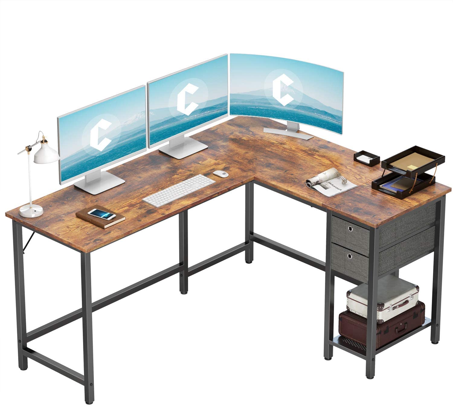 Flash Furniture Woodridge Collection Rustic Wood Grain Finish Computer ...