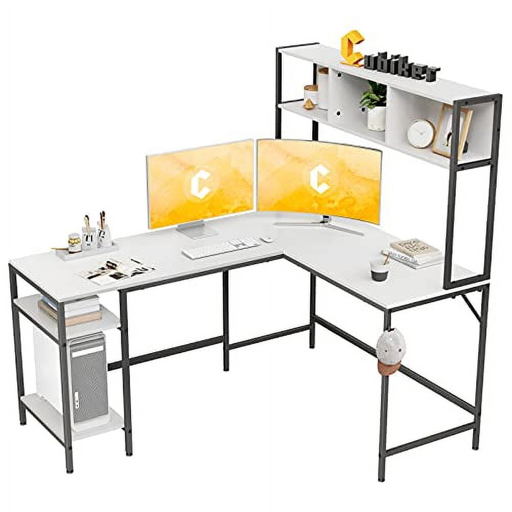 CubiCubi L-Shaped 59x47 inch Desk with Hutch, Corner Computer Desk in ...