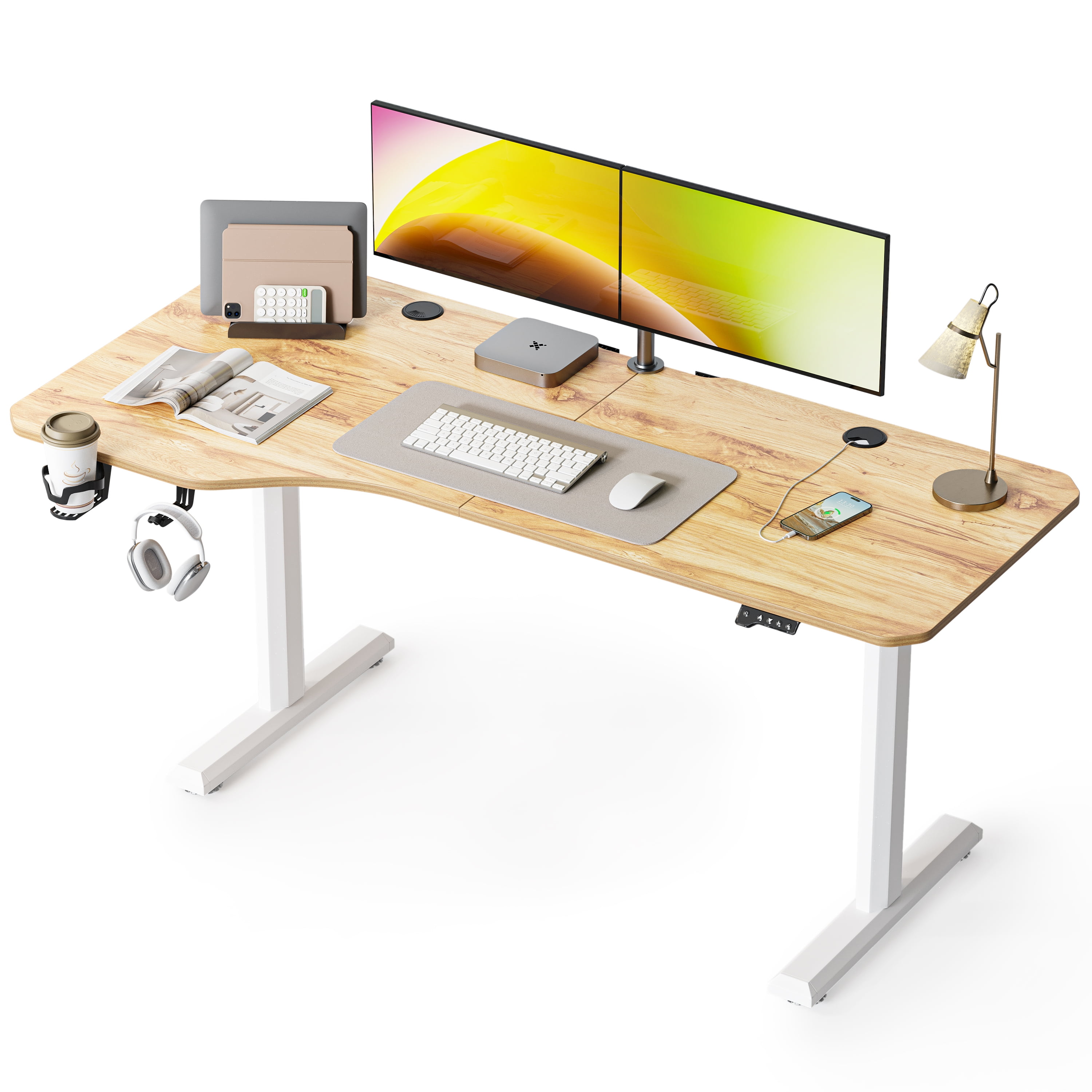 CubiCubi 63" Electric Standing Desk Height Adjustable Table, Ergonomic ...