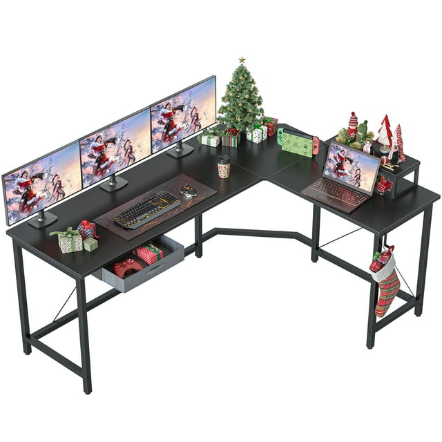 CubiCubi 67 x 47inch L Shaped Computer Corner Desk with Small Table and ...