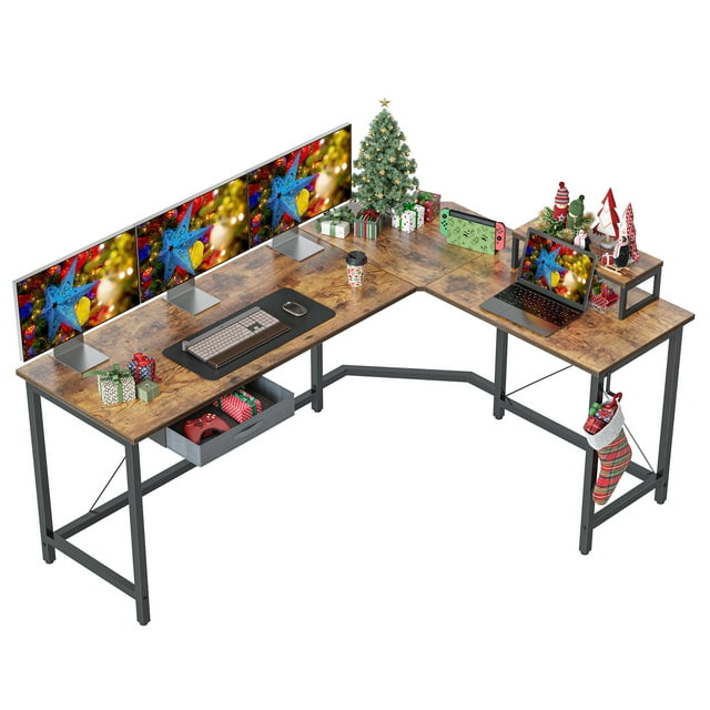 CubiCubi 67 x 47inch L Shaped Computer Corner Desk with Small Table and ...