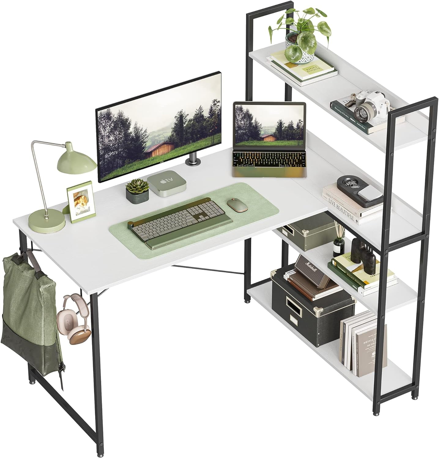 CubiCubi Computer Corner Desk with Storage Shelves, 47 Inch L Shaped ...