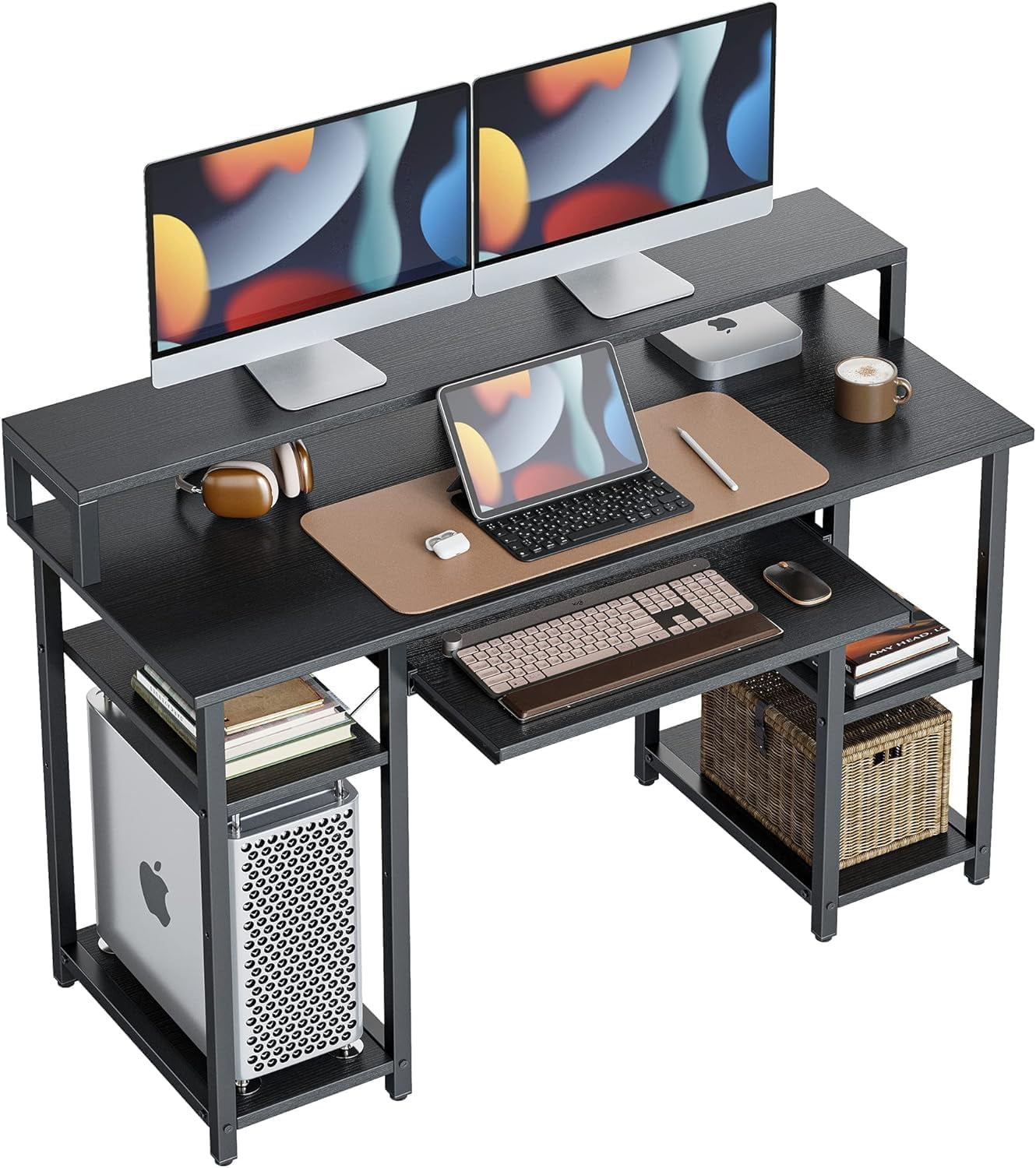 CubiCubi Computer Desk with Keyboard Tray, 47 Inch Office Desk with ...