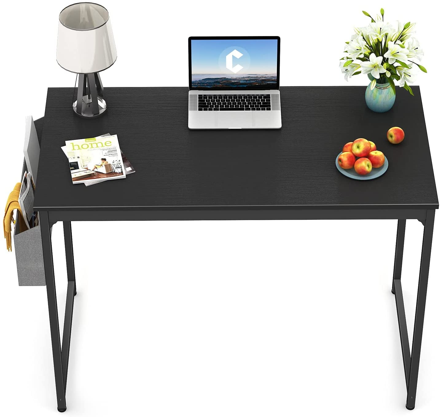 CubiCubi Computer Desk with Particle Board, Black Metal Frame, Black ...