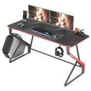 Vineego 43-inch Gaming Desk T-Shaped Legs Carbon Fiber Surface PC ...