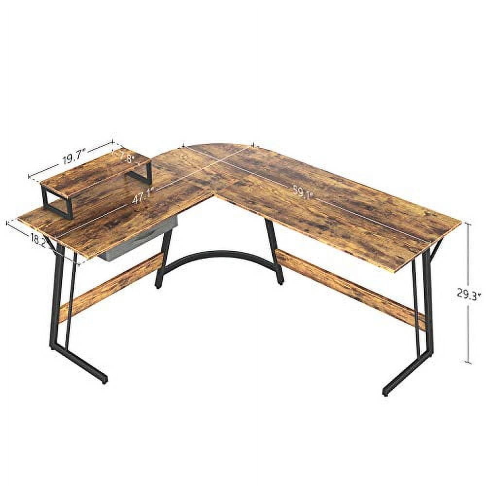Cubicubi L Shaped Desk, 59 X 47 Inch Computer Corner Desk, Home Office