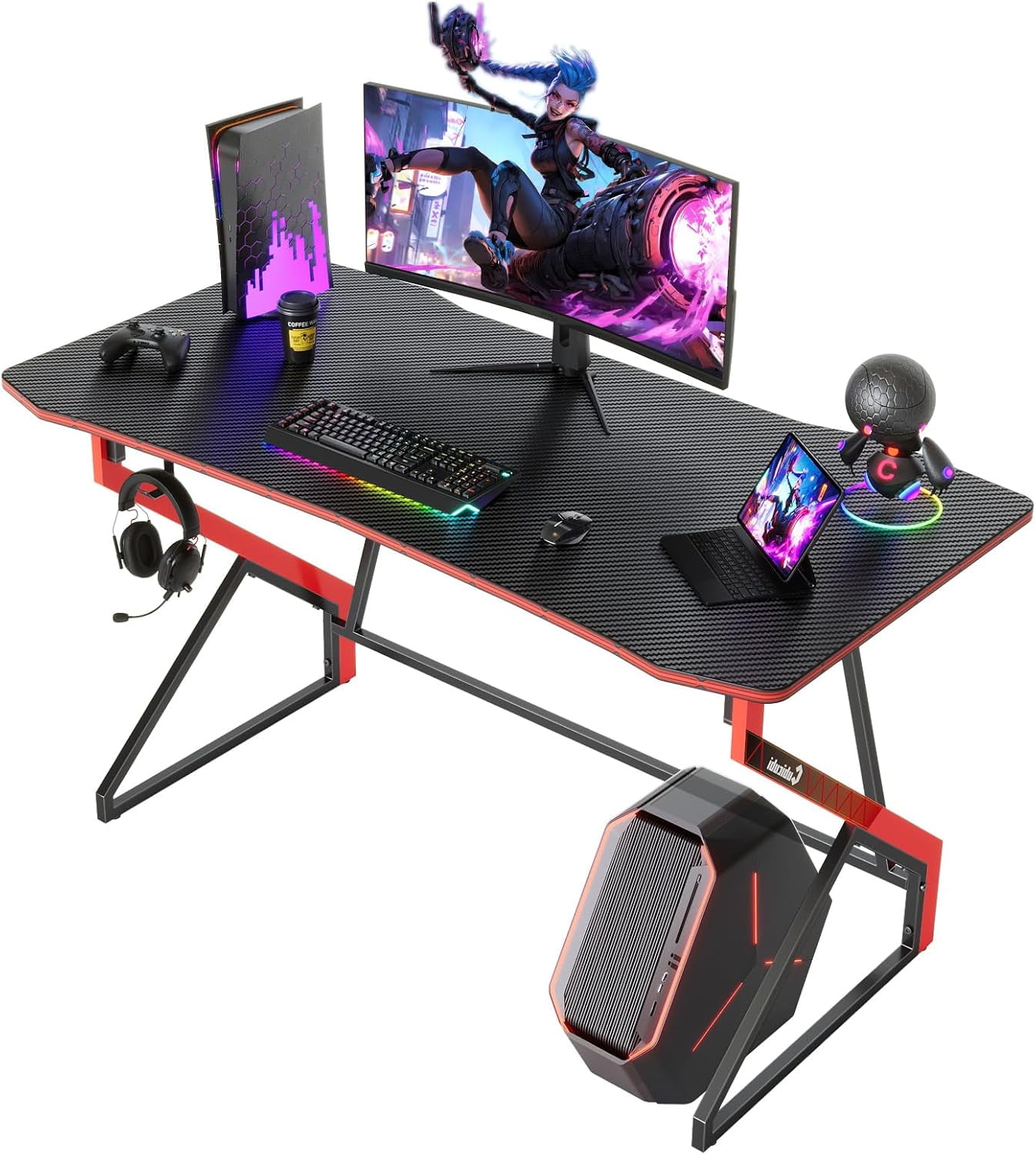 CubiCubi Simple Gaming Desk Z Shaped 47 inch Gamer Workstation, Home ...