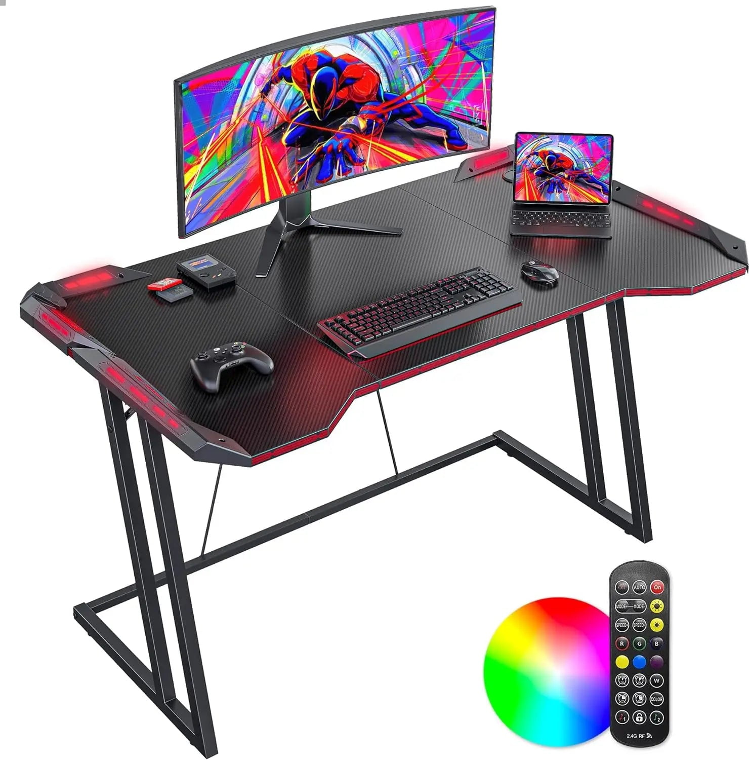 CubiCubi Simple Gaming Desk Z Shaped 55 inch Gamer Workstation, Home ...