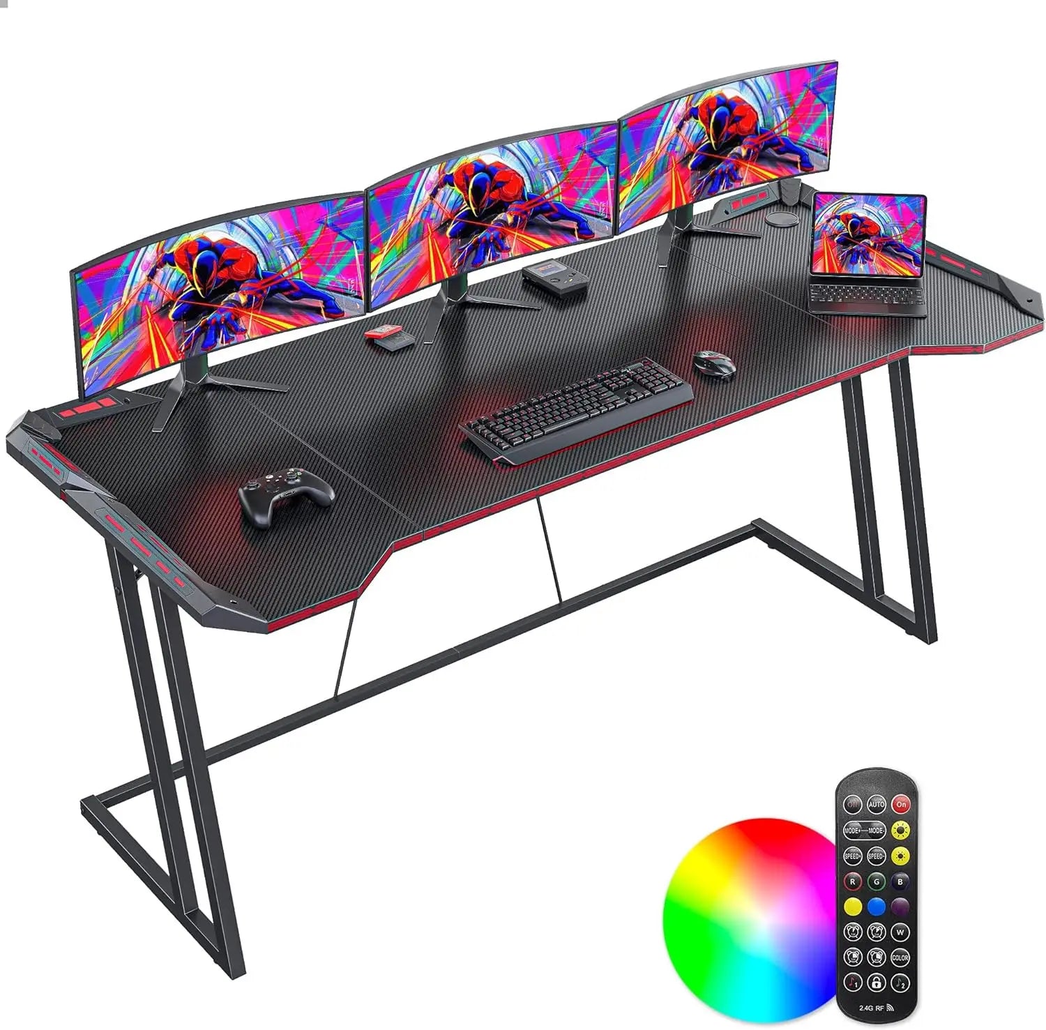 CubiCubi Simple Gaming Desk Z Shaped 55 inch Gamer Workstation, Home ...