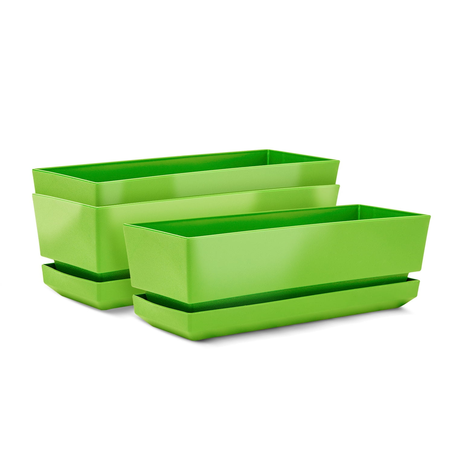 Cubiark Garden 12 inch Window Box Planter (3pack) with saucer tray and ...