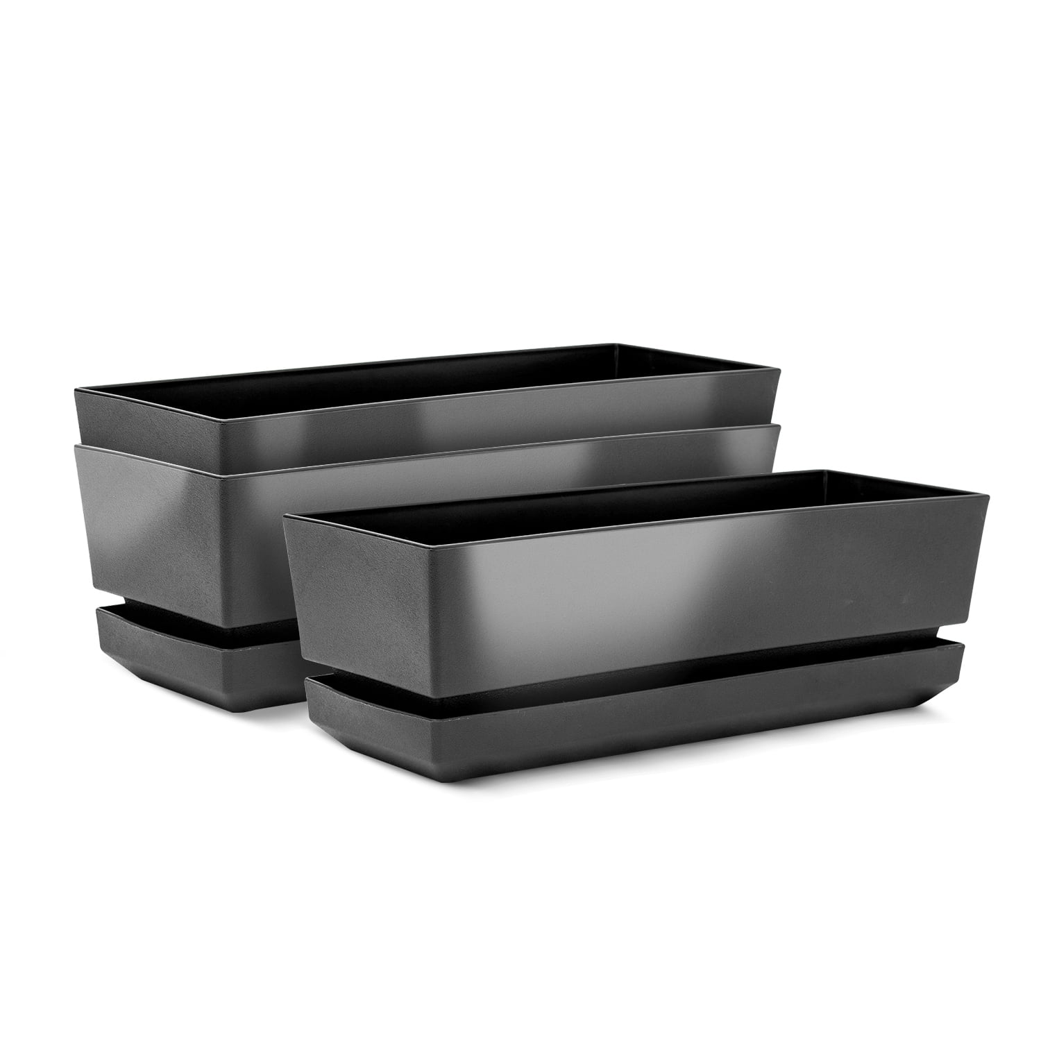 Cubiark Garden 12 inch Window Box Planter (3pack) with saucer tray and ...