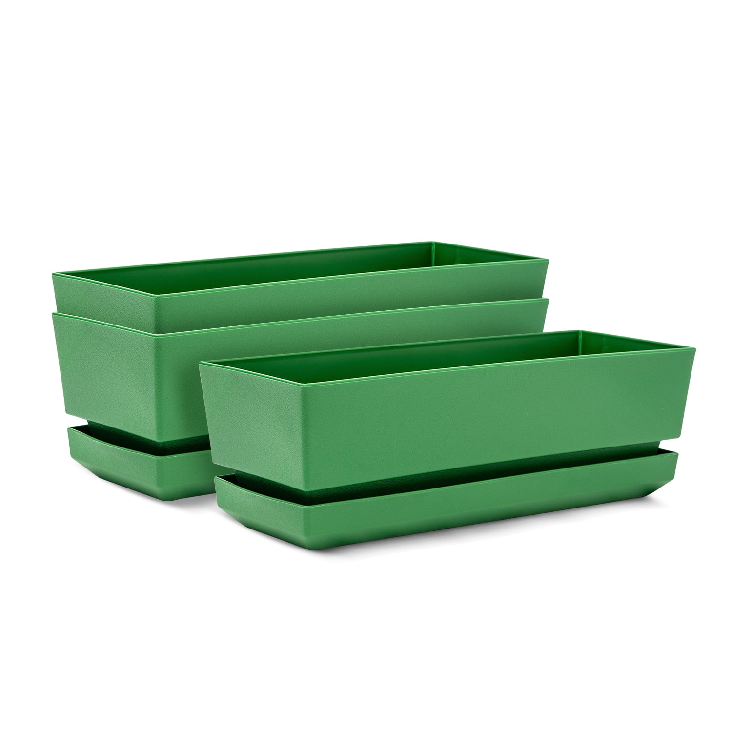 Cubiark Garden 12 inch Window Box Planter (3pack) with saucer tray and ...
