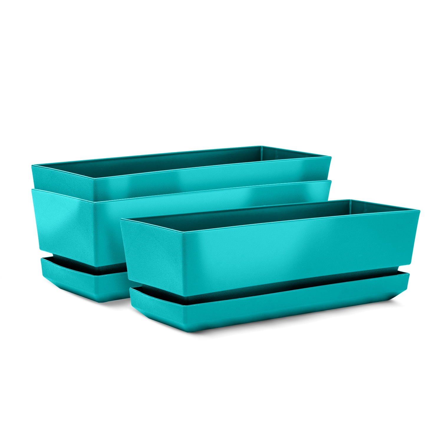 Cubiark Garden 12 inch Window Box Planter (3pack) with saucer tray and ...