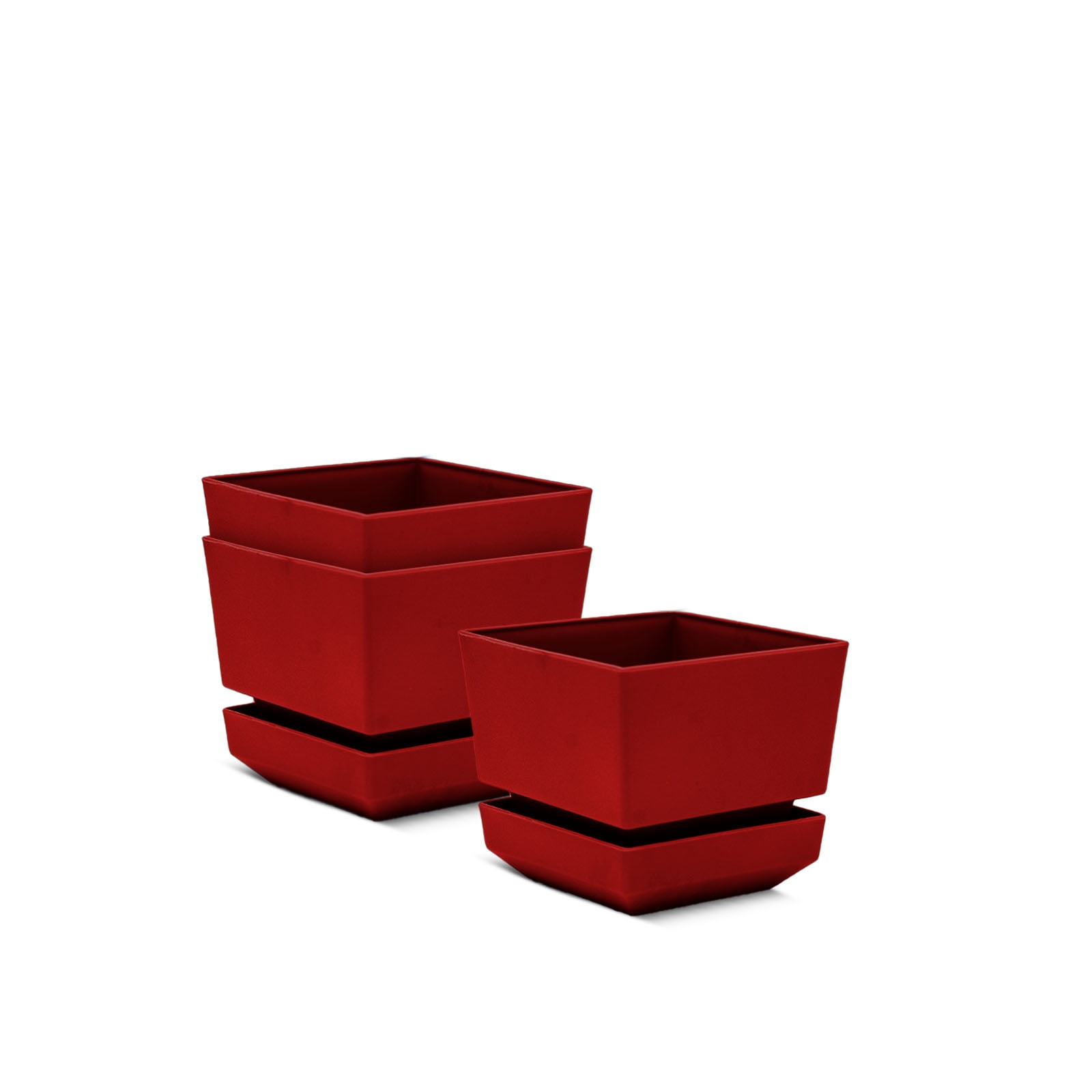 Cubiark Garden 6 inch Square Planter (3pack) with saucer tray and ...