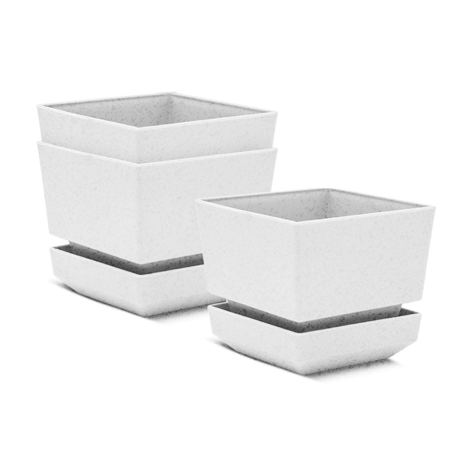 Cubiark Garden 6 inch Square Planter Pot (3pack) with saucer tray and ...