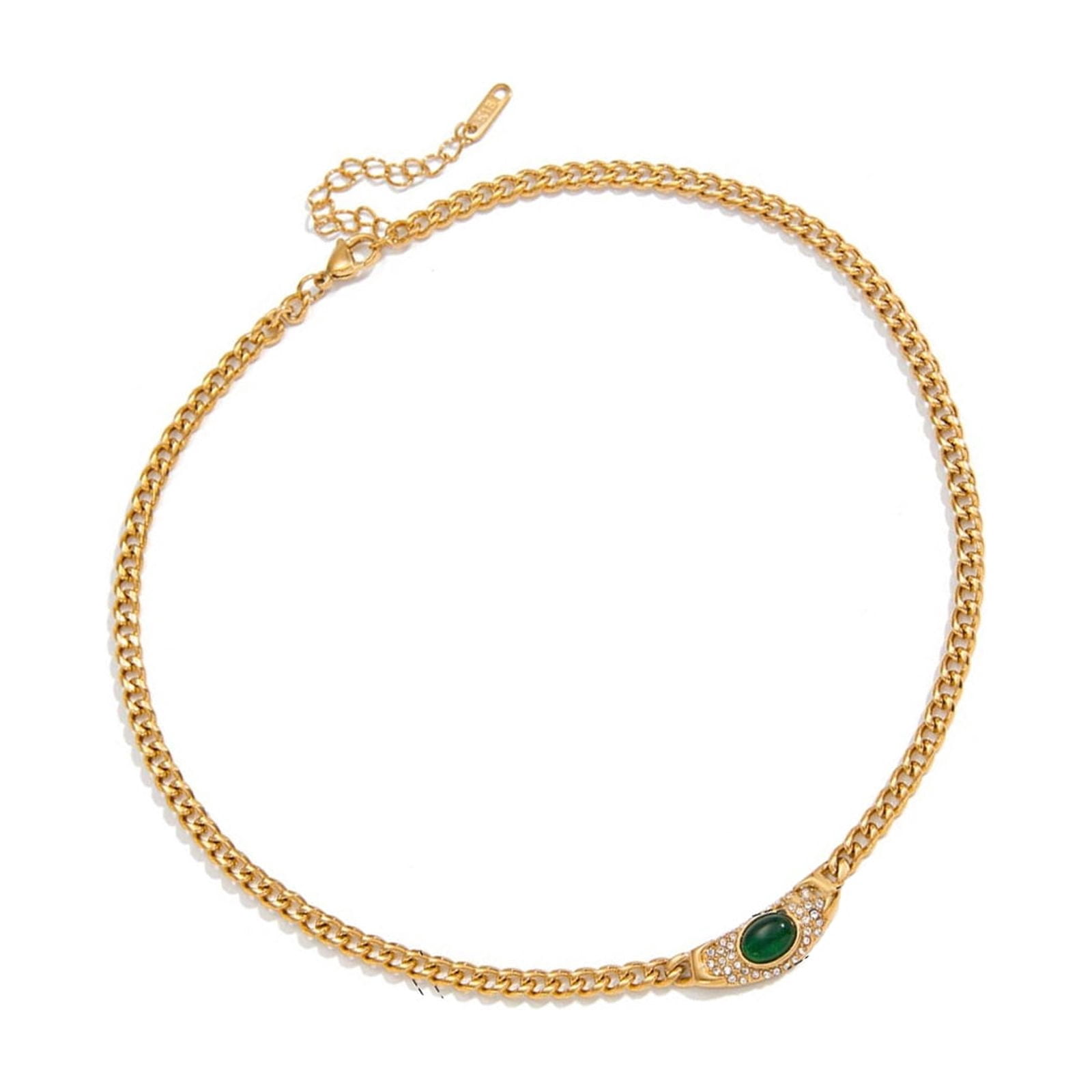 Cubic Zircon Accent Pendant With Lobster Clasp Stainless Steel Chain ...