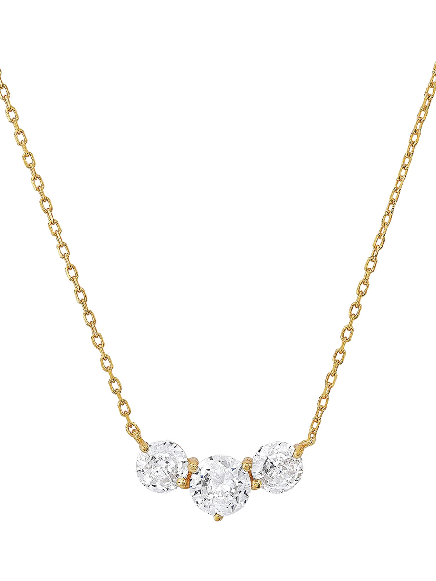Cubic Zirconia 3-Stone Pendant Necklace - Sparkling Glamour - 3 ...