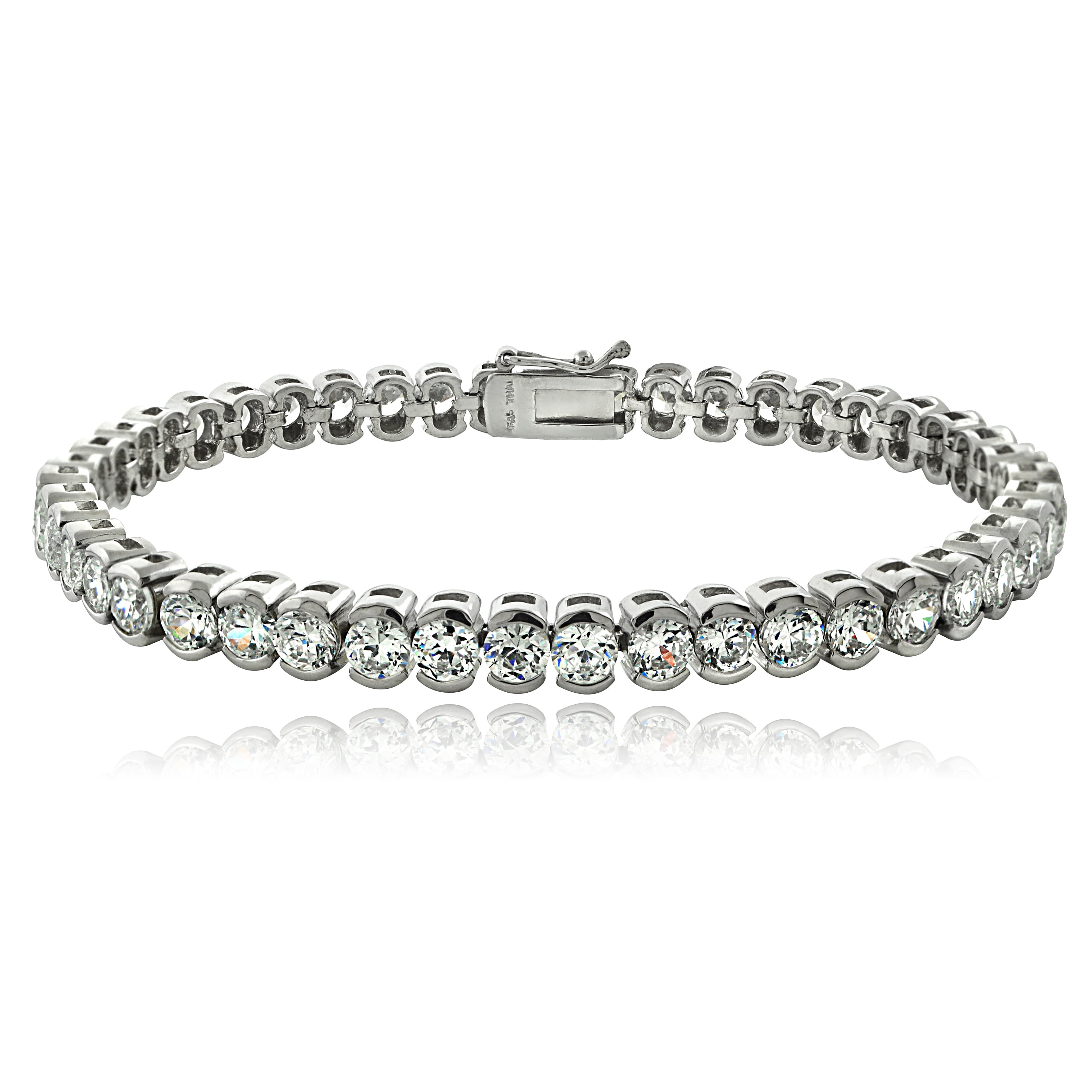 Cubic Zirconia Bezel Set Sterling Silver Classic Tennis Bracelet