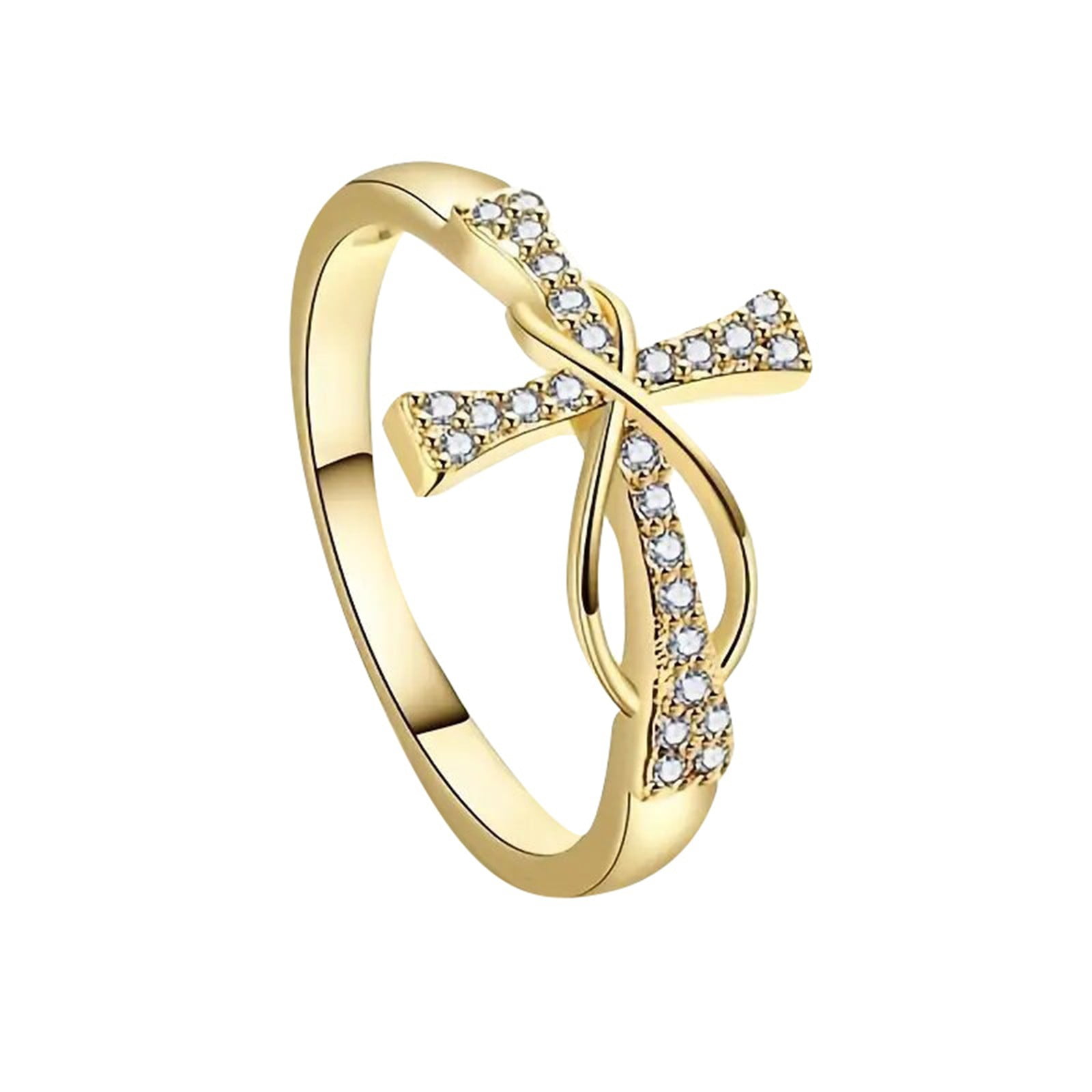 Cubic Zirconia Cross Infinity Ring for Women - Stackable Promise Ring ...
