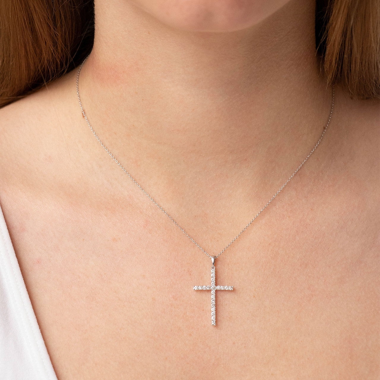 Cubic Zirconia Cross Tennis Necklaces ,925 Sterling Silver, CZ Diamond ...