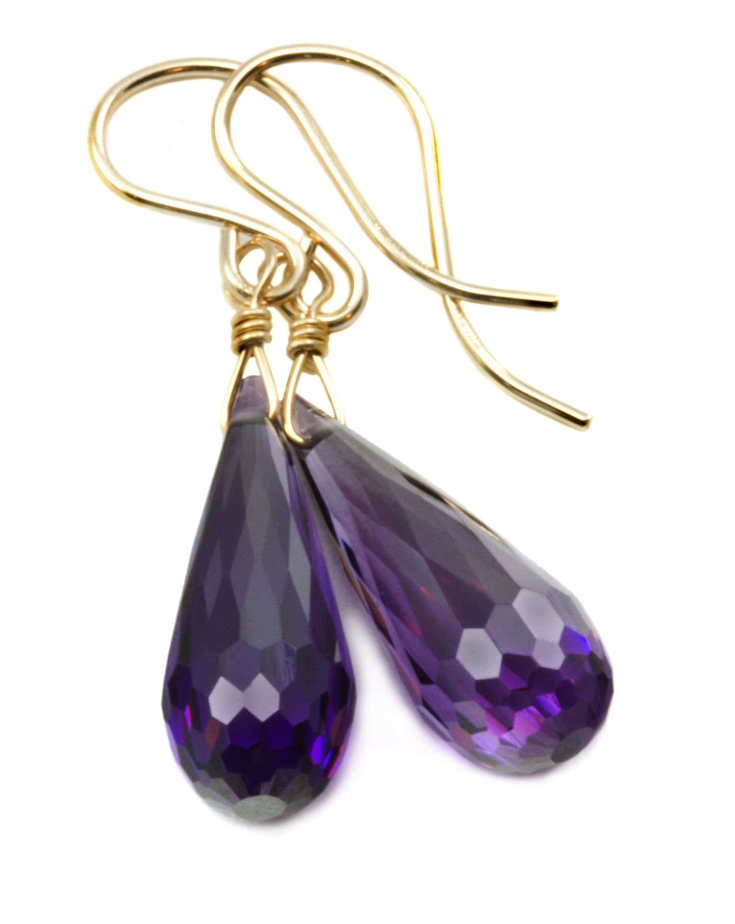 Cubic Zirconia Earrings Simulated Purple Amethyst Rounded Briolette ...