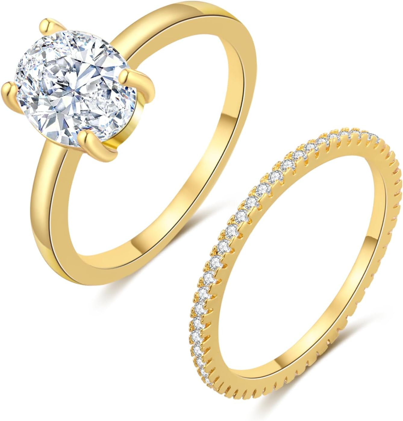 Cubic Zirconia Gold Rings for Women Non Tarnish Trendy Dainty 14K Gold ...