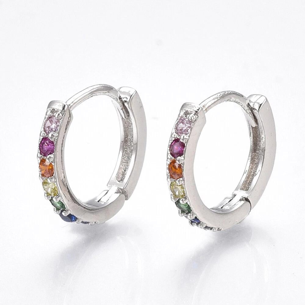 Cubic Zircon Huggie Hoop Earrings Gold Silver 2.5X14Mm Pin 1Mm P636 ...