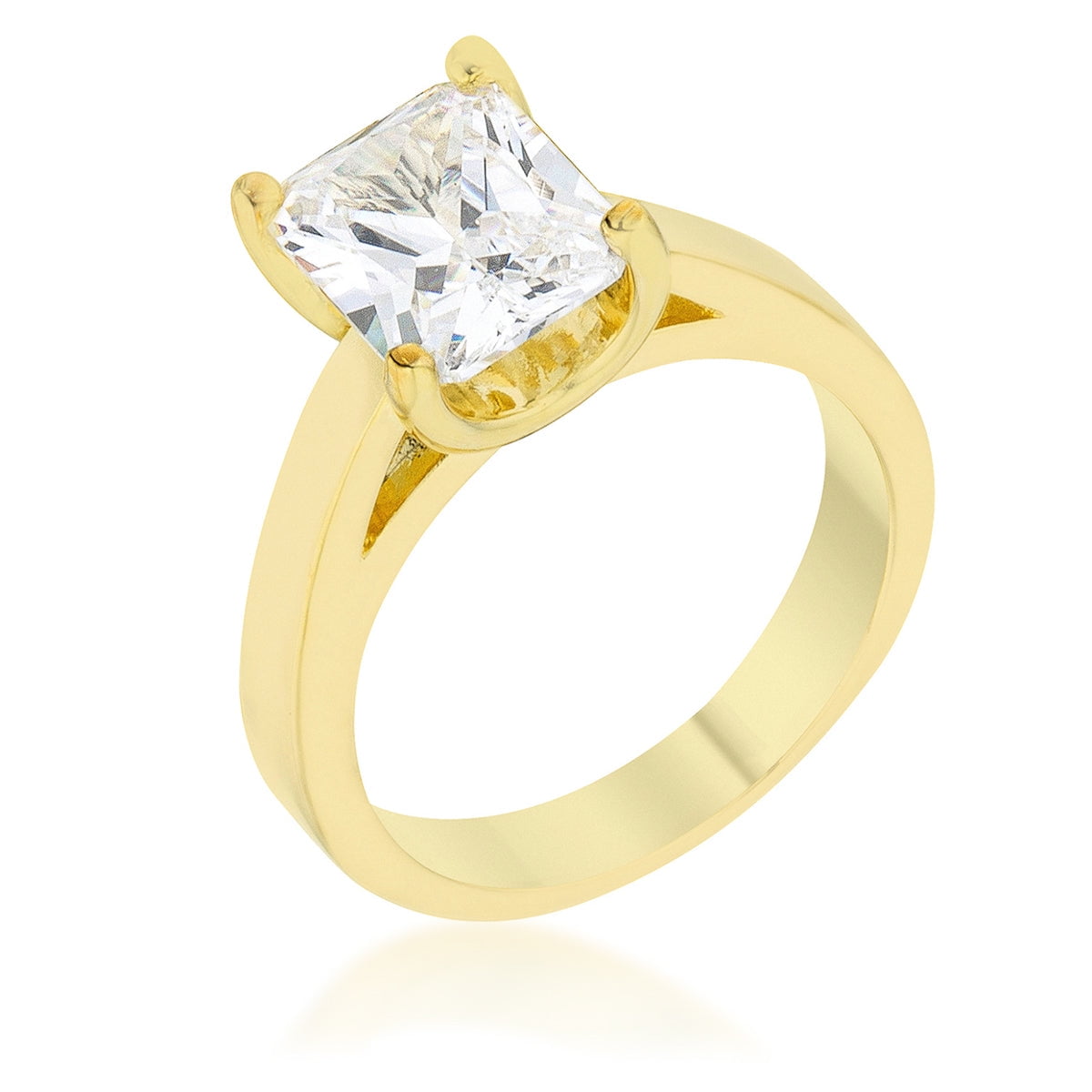 Cubic Zirconia Radiant Solitaire Ring - Walmart.com