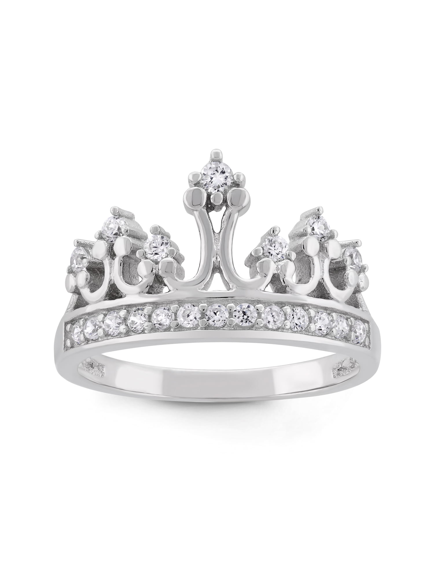 Cubic Zirconia Sterling Silver Crown Ring - Walmart.com