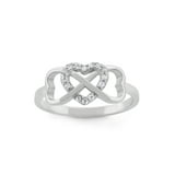 Cubic Zirconia Sterling Silver Triple Heart Ring - Walmart.com