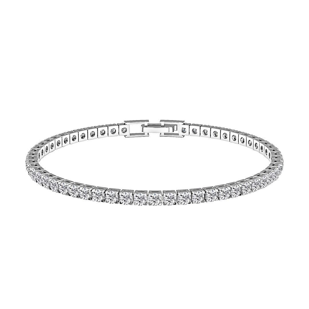 Shop LC Simulated Diamond Tennis Bracelet for Women, Silvertone with ...