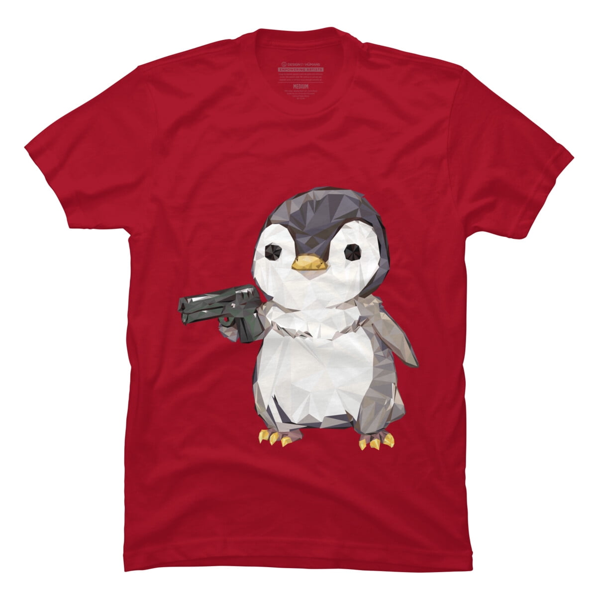 Cubic penguin power Mens Cardinal Red Graphic Tee - Design By Humans S ...