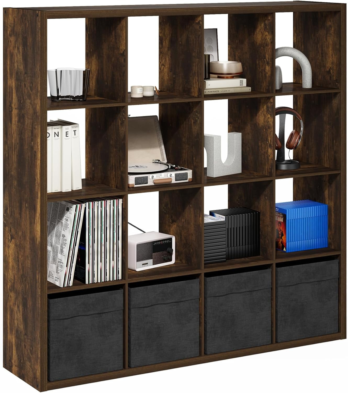 Cubicle Book Shelf, 16-Cube Bookshelf, Extra Thick Frame Reversible ...