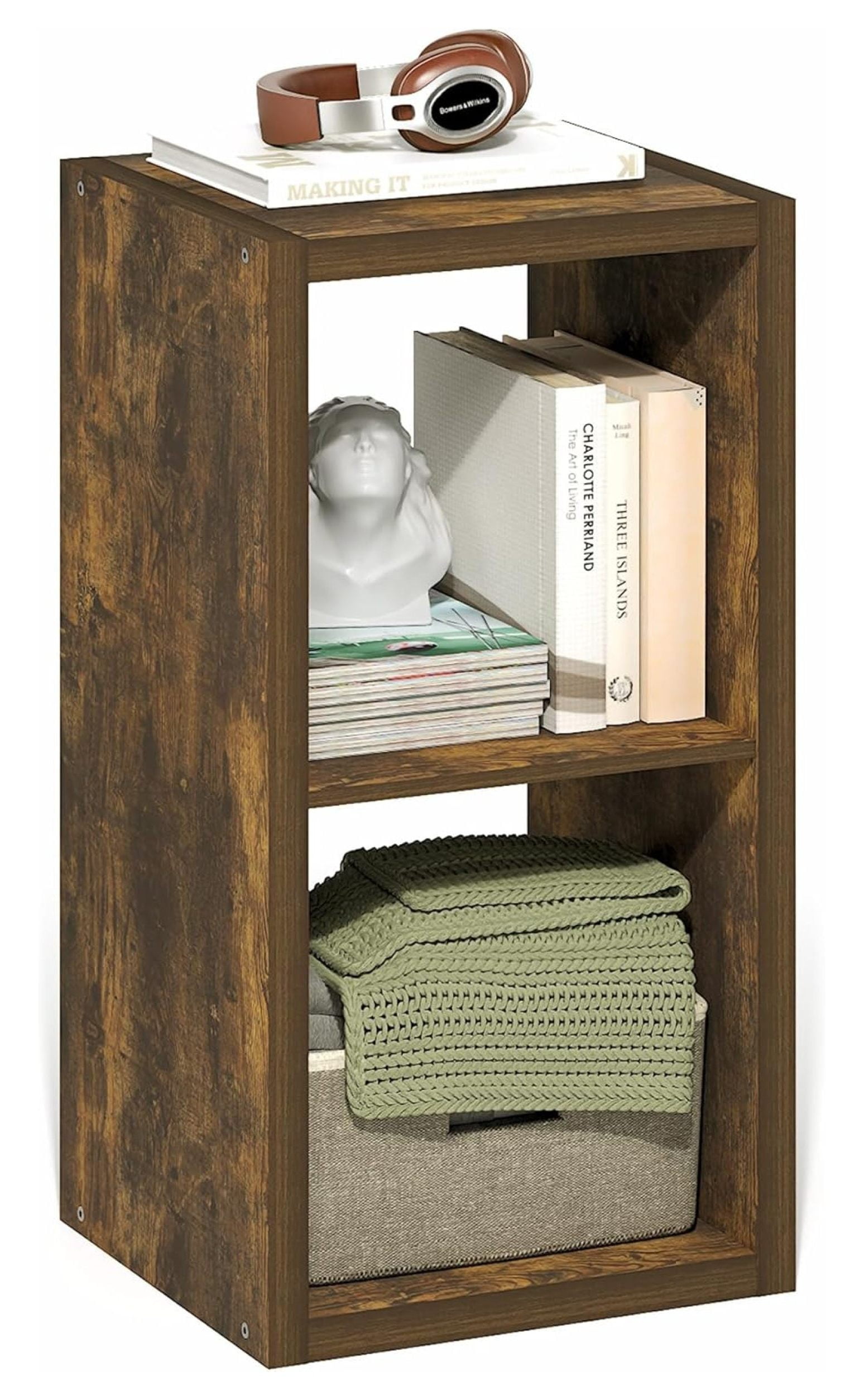 Cubicle Open Back 2-Cube Storage Organizer in Amber Pine, Decorative ...