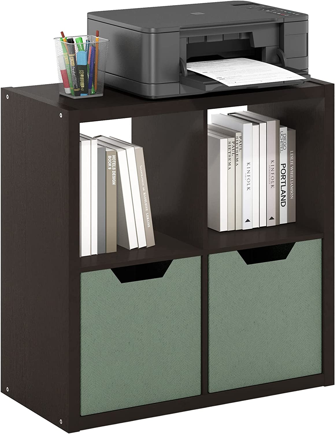 Cubicle Open Back Decorative Cube Storage Organizer, 4-Cube, Dark Oak ...