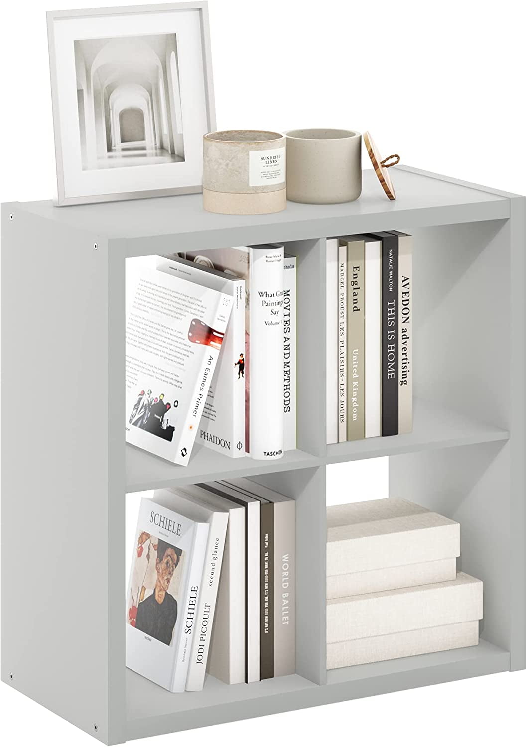 Cubicle Open Back Decorative Cube Storage Organizer, 4-Cube, Light Grey ...