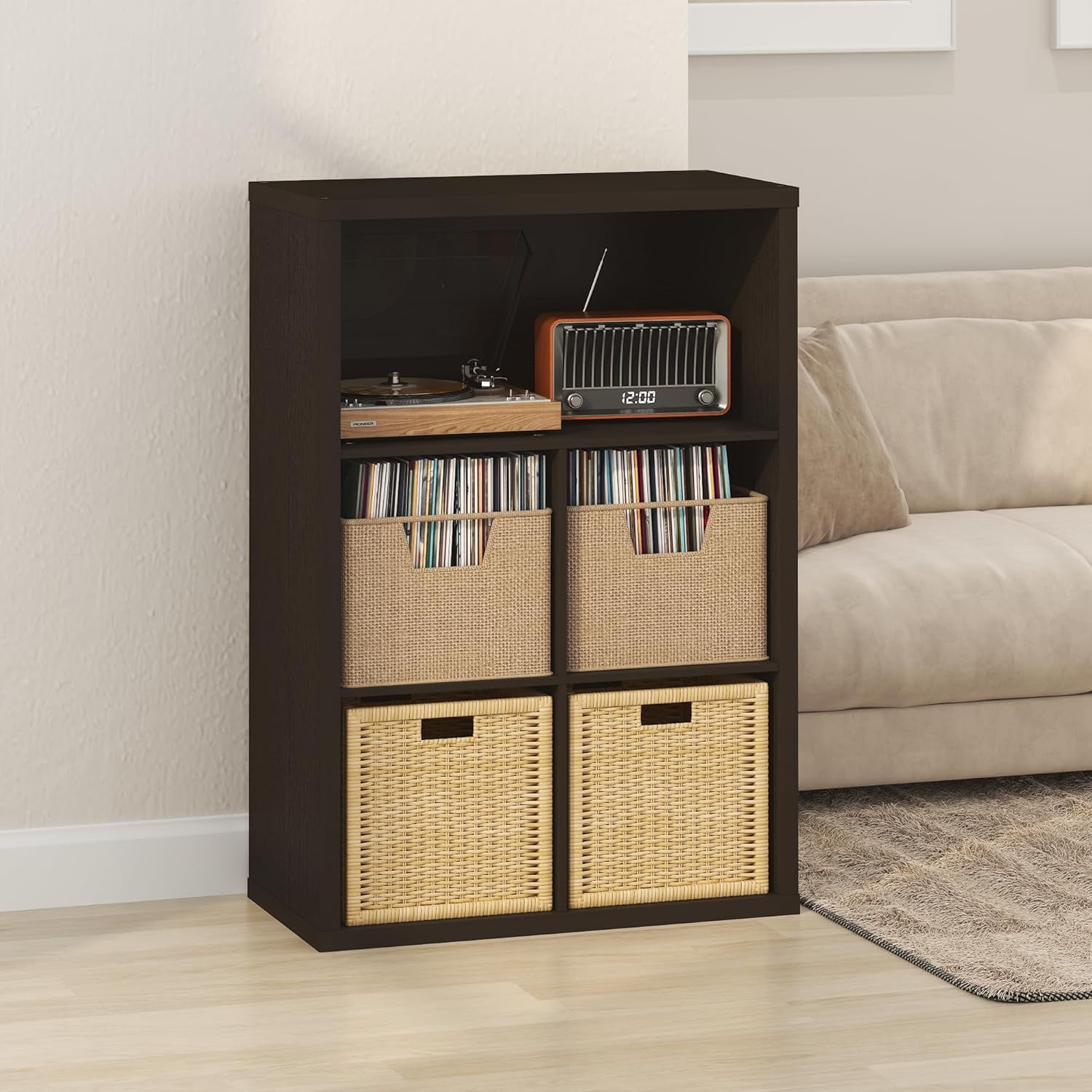 Cubicle Record Player Stand with Vinyl Storage 3-Cube 1.2 Extra Thick ...