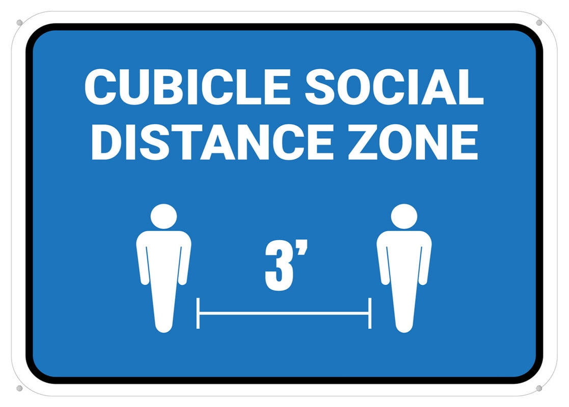 Cubicle Social Distance Zone 3Ft Blue Rectangle Floor Sign Aluminum ...