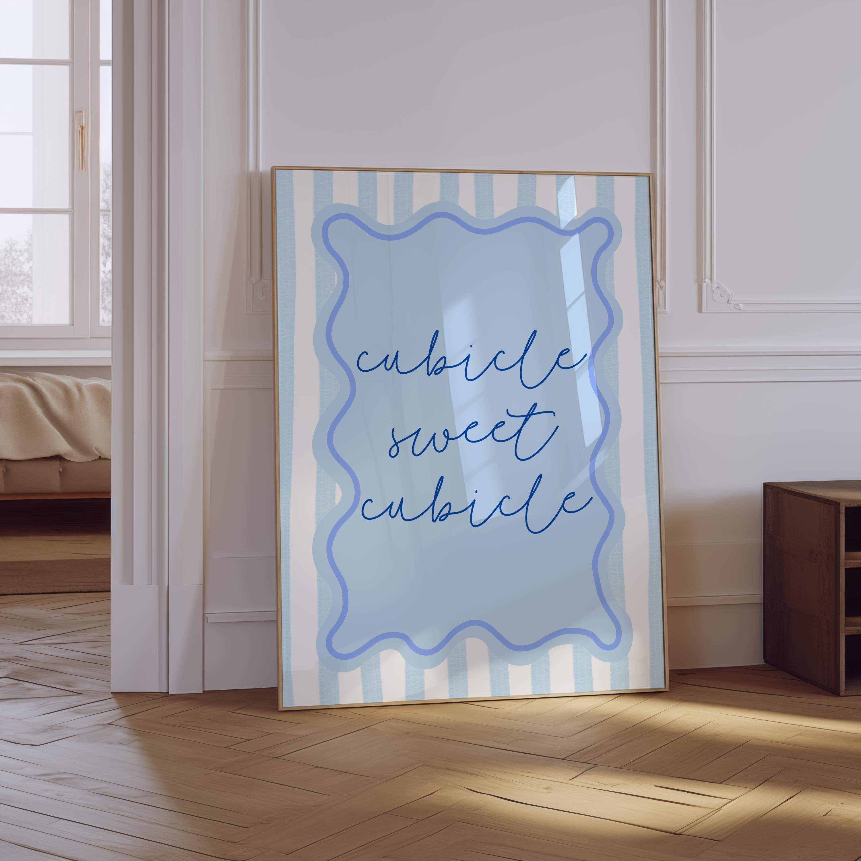 Cubicle Sweet Cubicle Print, Girly Blush Blue Office Physical Poster ...