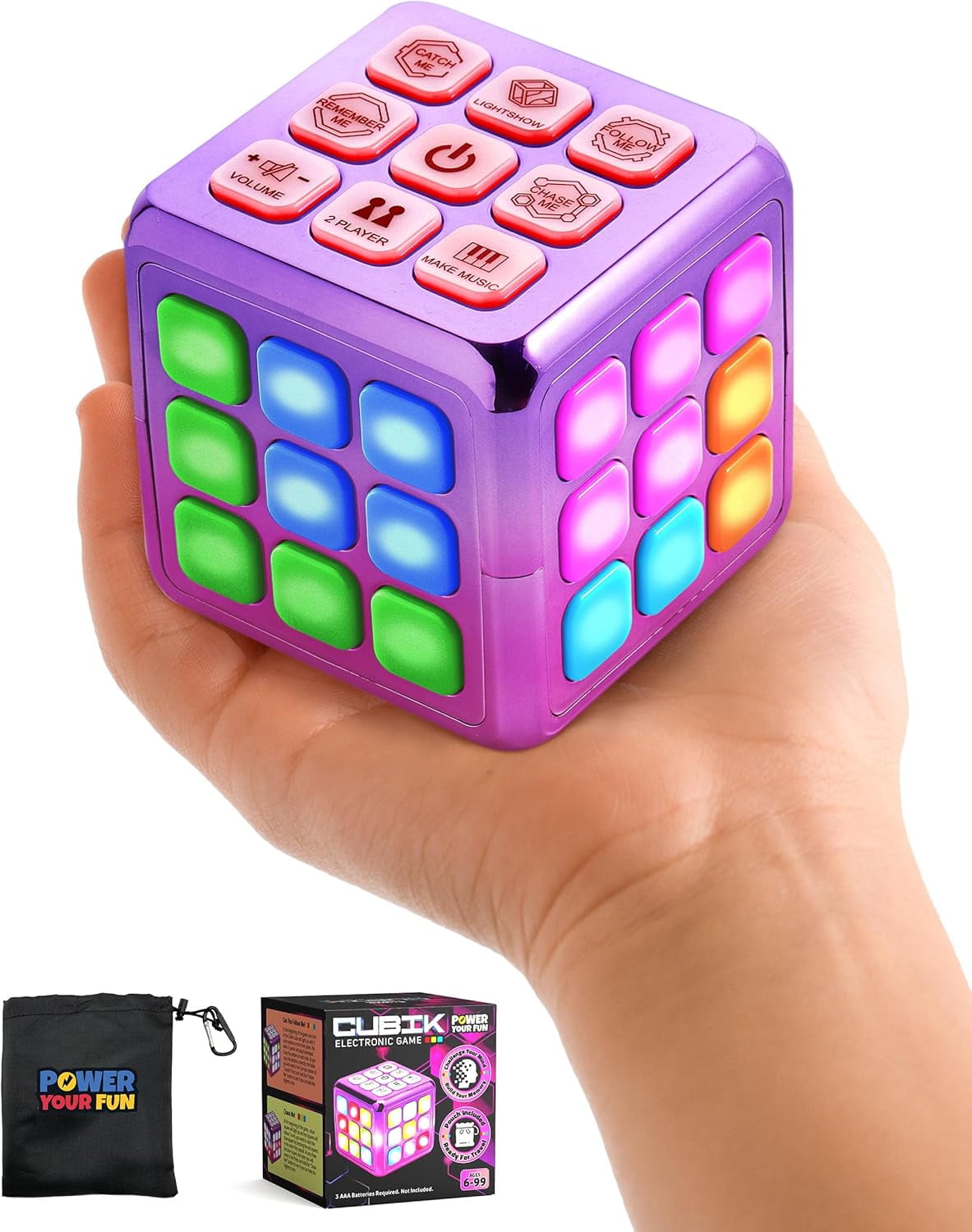 Cubik LED Flashing Cube Memory Game - Electronic Handheld Game, 5 Brain ...
