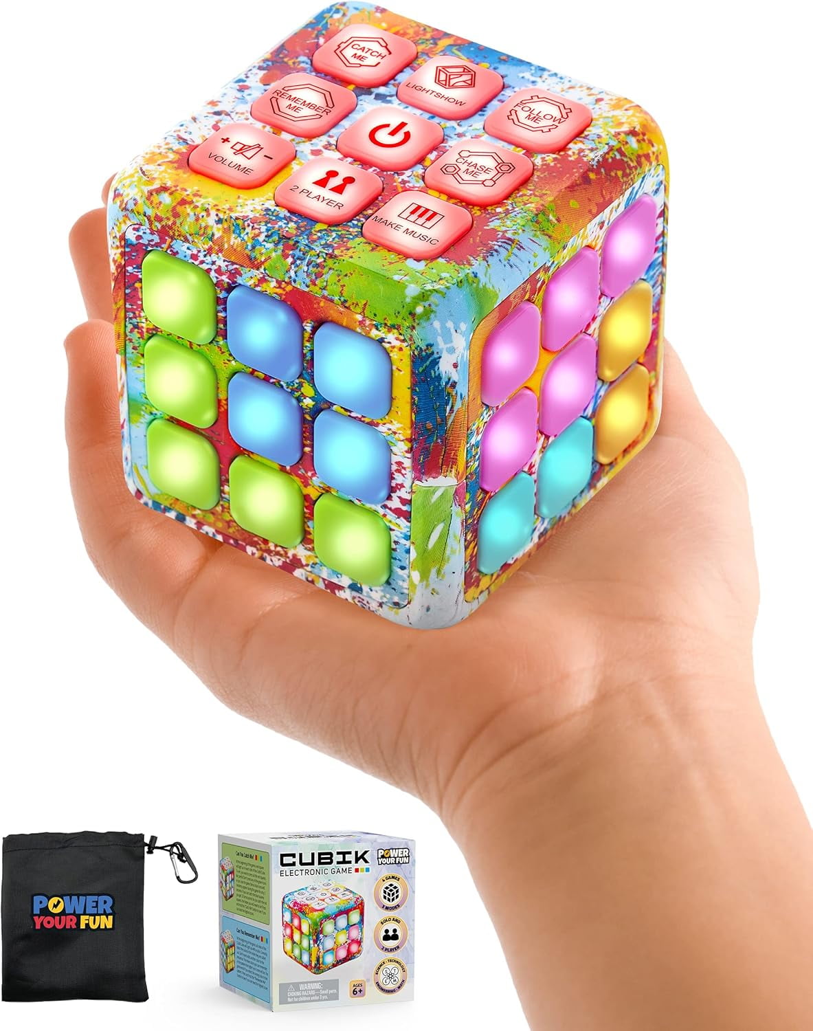 Cubik LED Flashing Cube Memory Game - Electronic Handheld Game, 5 Brain ...