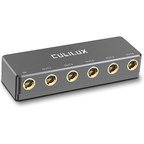 Cubilux 5-Way Quarter Inch Signal Splitter, Passive 1/4” Audio Splitter ...