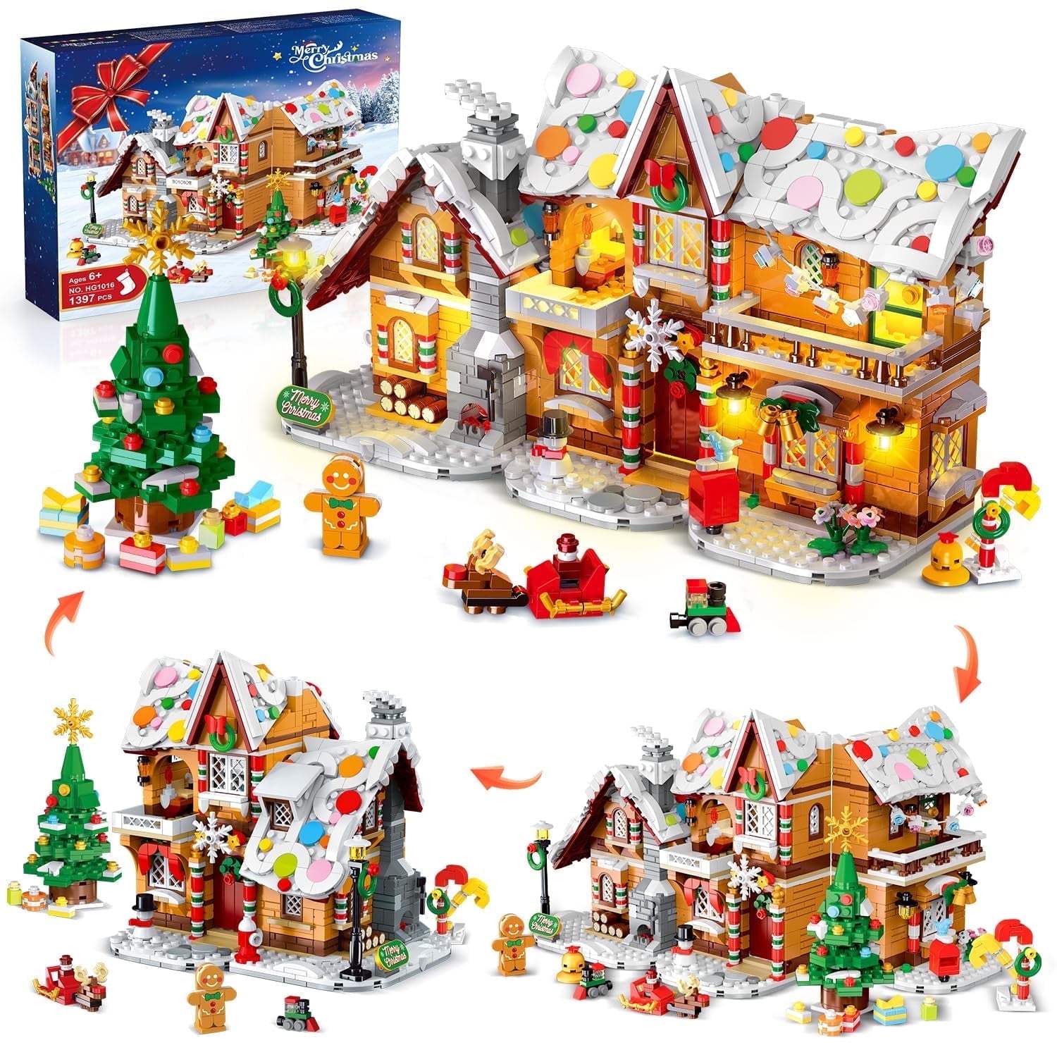 Gingerbread Village House Building Toy with Santa Claus for Adults and ...
