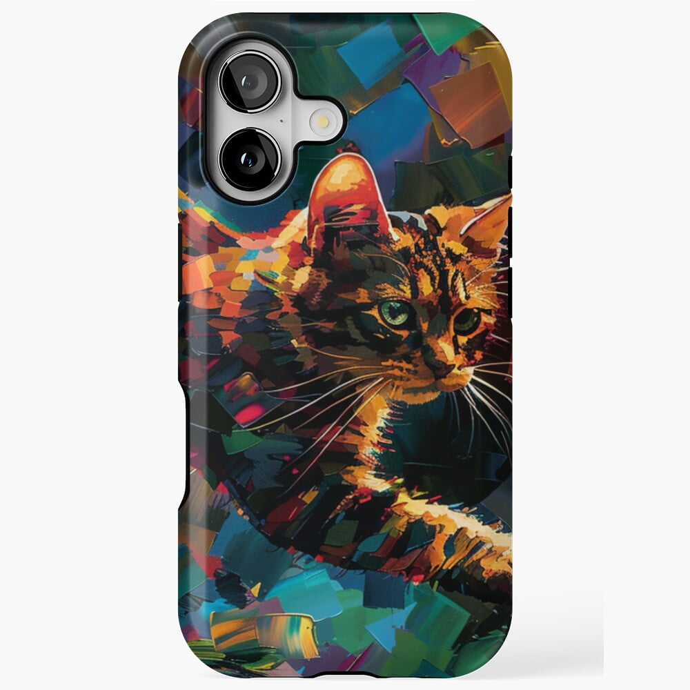 Cubism Cat Playing Xmas Tree Art Lover Gift Phone Case with iPhone 17 ...