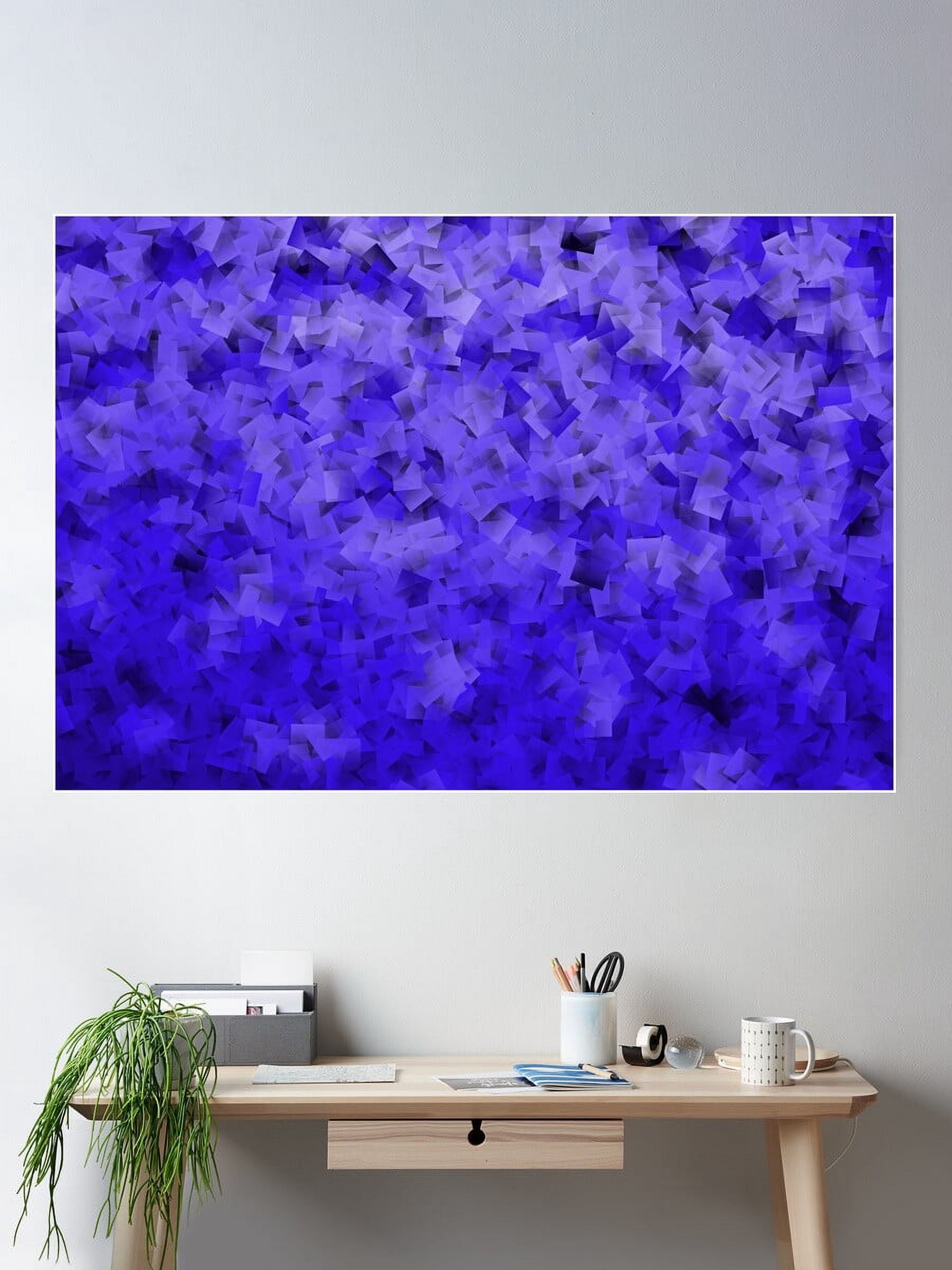 Cubist Blue Abstract Background Poster Wall Art Modern Wall Decor For ...