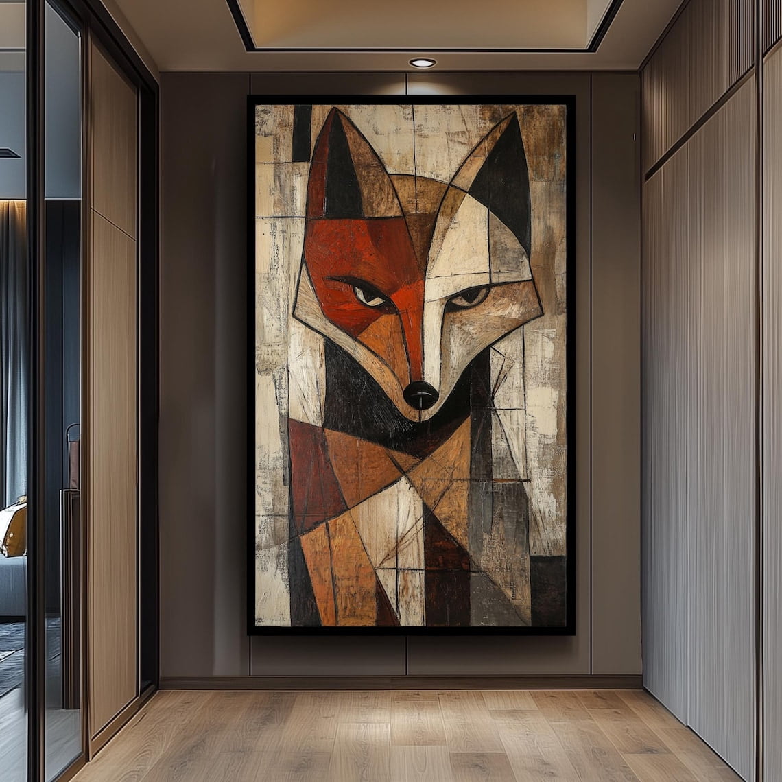 Cubist Fox Art Print Red Brown Geometric Animal Modern Cabin Decoration ...