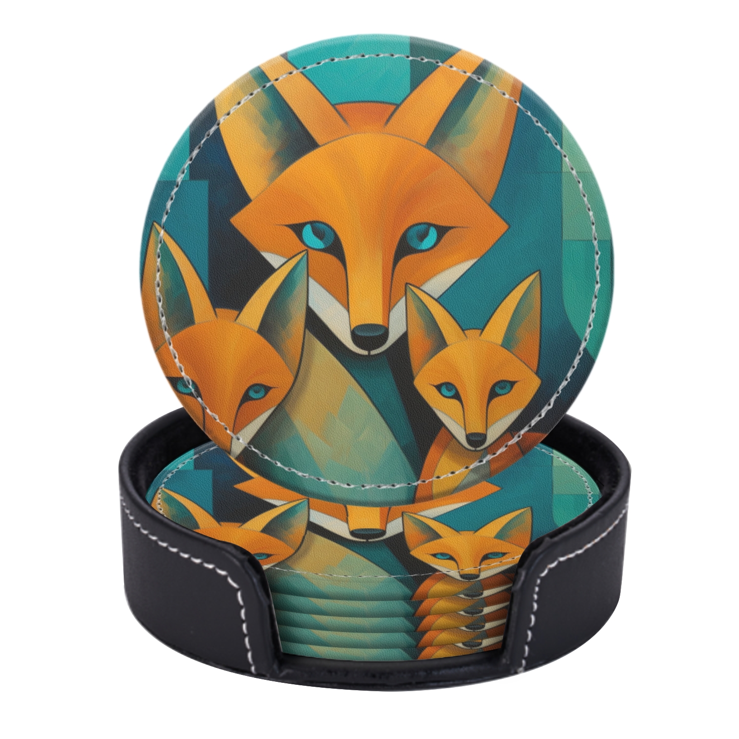 PU Leather Coasters for Drinks Bar Beer,Set of 6 with Holder,Round ...