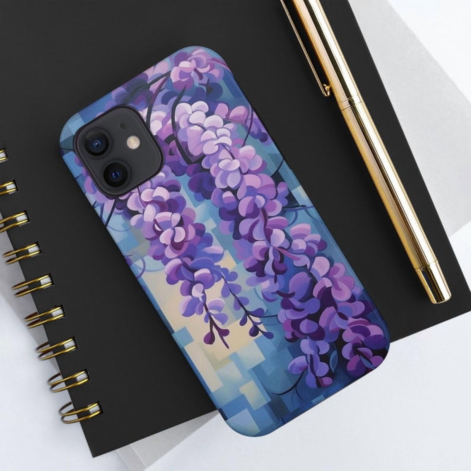 Cubist Wisteria Purple Floral Phone Case for iPhone 11 12 13 14 15 16 ...