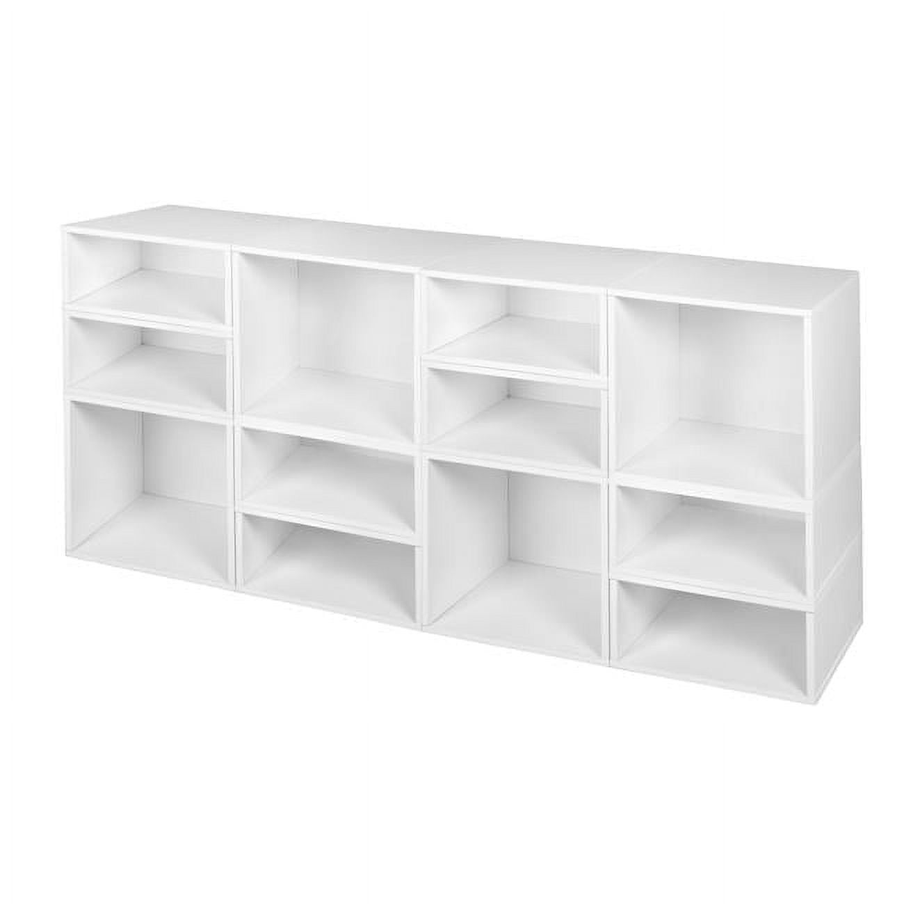 Cubo Storage Set with 4 Full Cubes & 8 Half Cubes, White Wood Grain ...